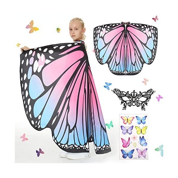 Herenear Papillon Enfant Ailes, Cape Papillon Déguisement, Costume ...