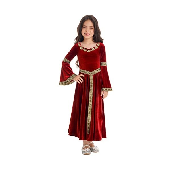 Kaerm Robe Médiévale Enfant Fille Renaissance Cosplay Princesse Dég...