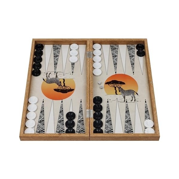 HBS GAMES Zebra Illusions Design Backgammon Limited Edition Stratég...