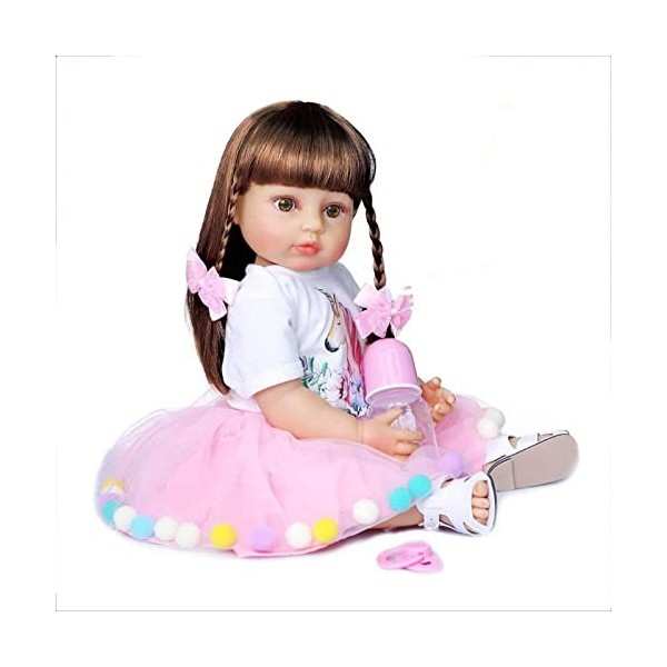 22 Pouces Reborn Bébé Poupées Fille avec des Yeux Bleus/Marrons Pou...