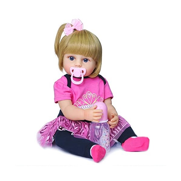 22 Pouces Reborn Bébé Poupées Fille avec des Yeux Bleus/Marrons Pou...