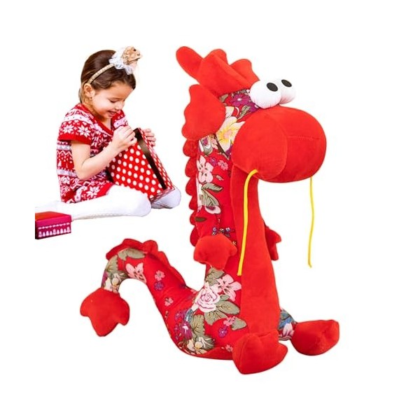Niktule Peluche Dragon Chanceux | 2024 Motif Floral Année de la Mas...
