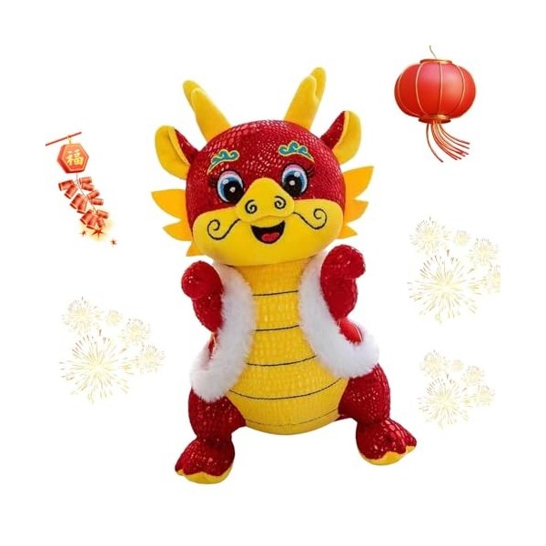 Koranuly Peluche Dragon en Peluche, poupée Dragon Chinois en Peluch...